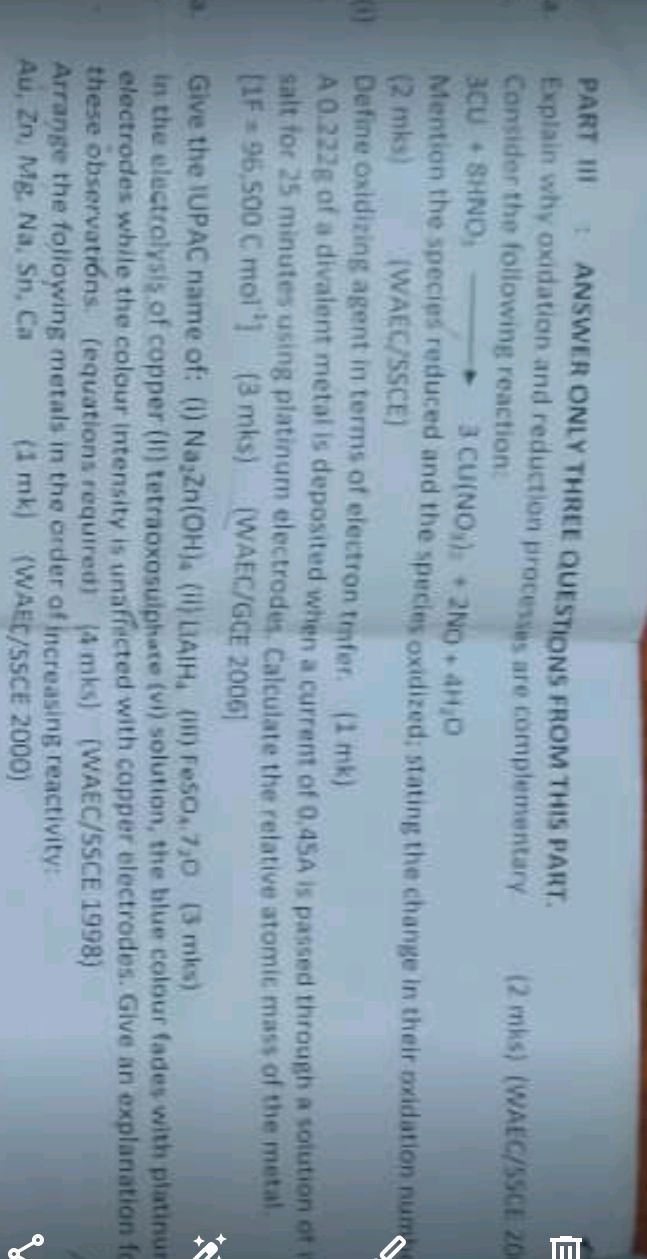 Explain why oxidation and reduction | StudyX