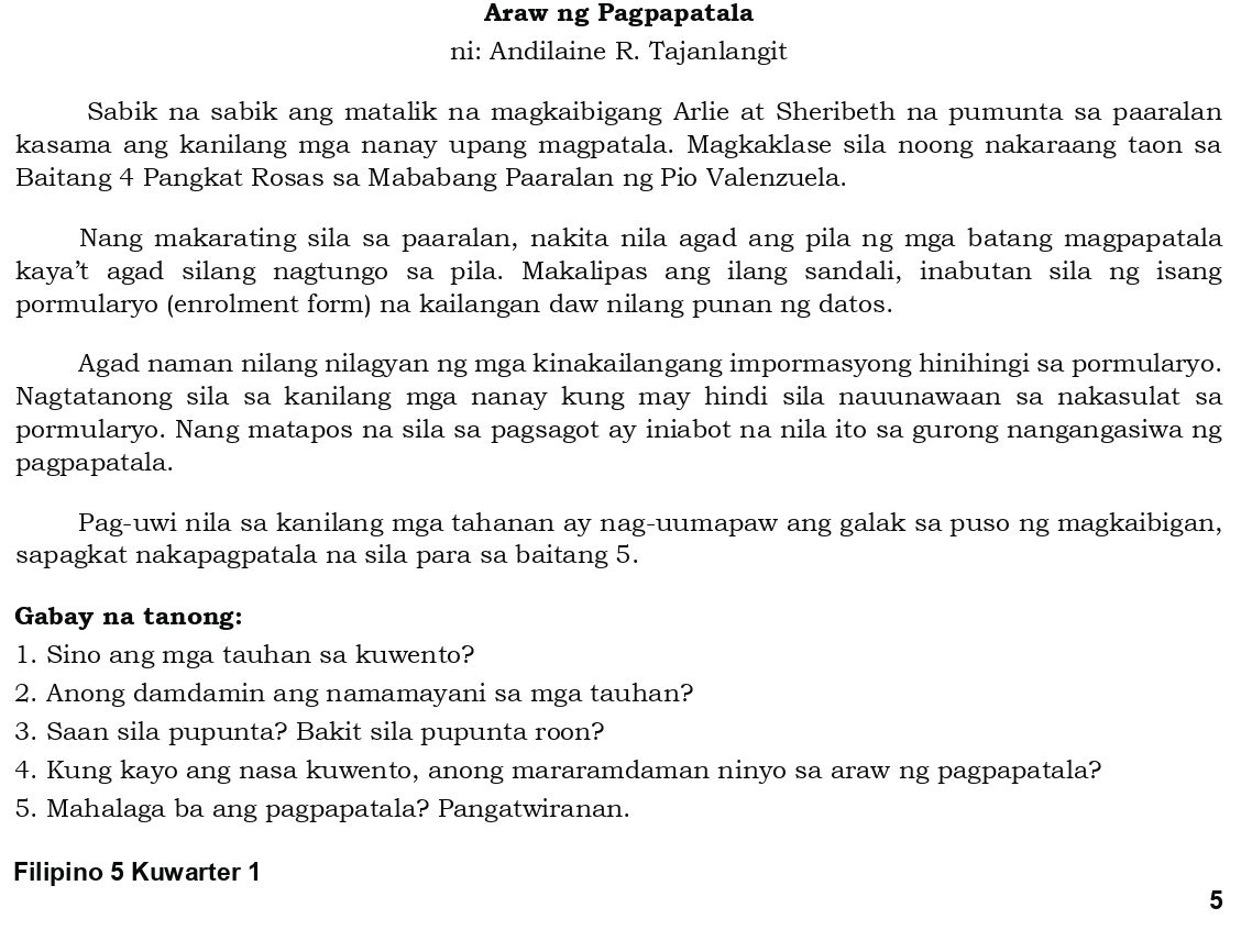 Gabay na tanong: 1. Sino ang mga tauhan sa | StudyX