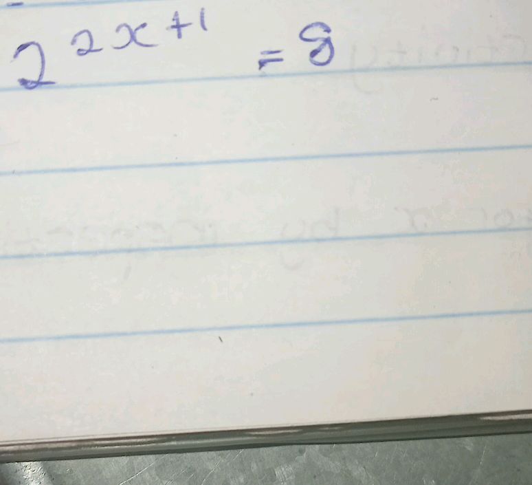 Solving Exponential Equation: $2^{2x+1} = 8$ | StudyX