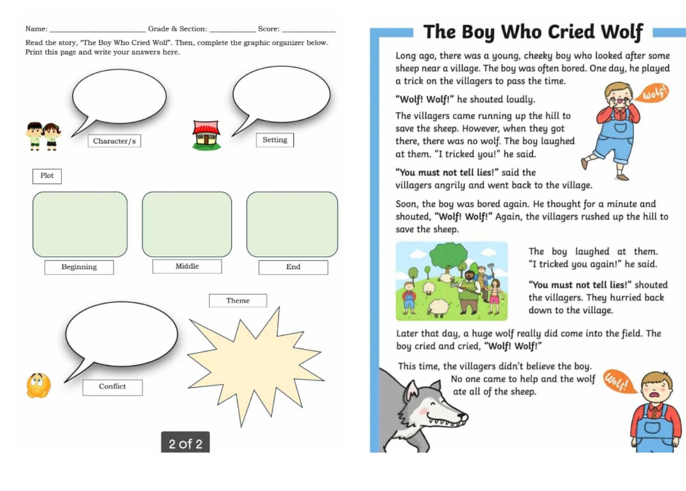 Name: Grade Section: Score: Read the story,