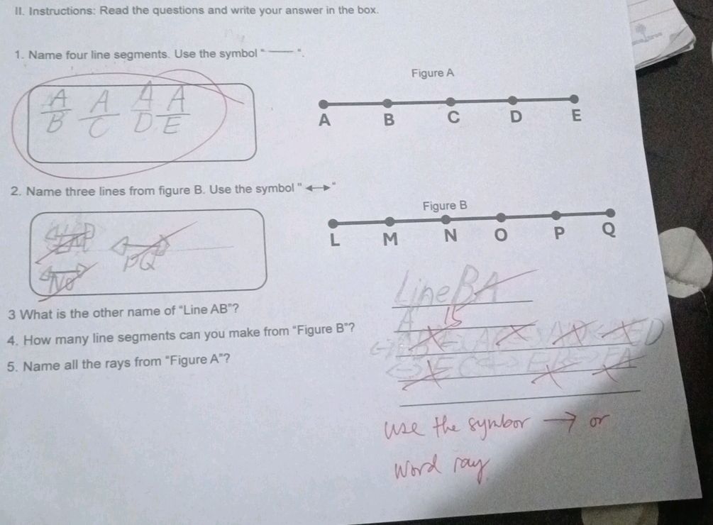 1. Name four line segments. Use the symbol | StudyX