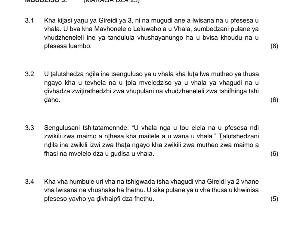 3.1 Kha kilasi yaņu ya Gireidi ya 3, ni na