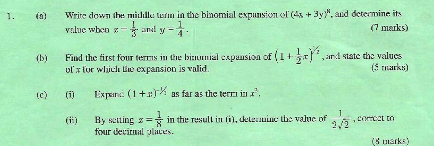 1. (a) Write down the middle term in the | StudyX