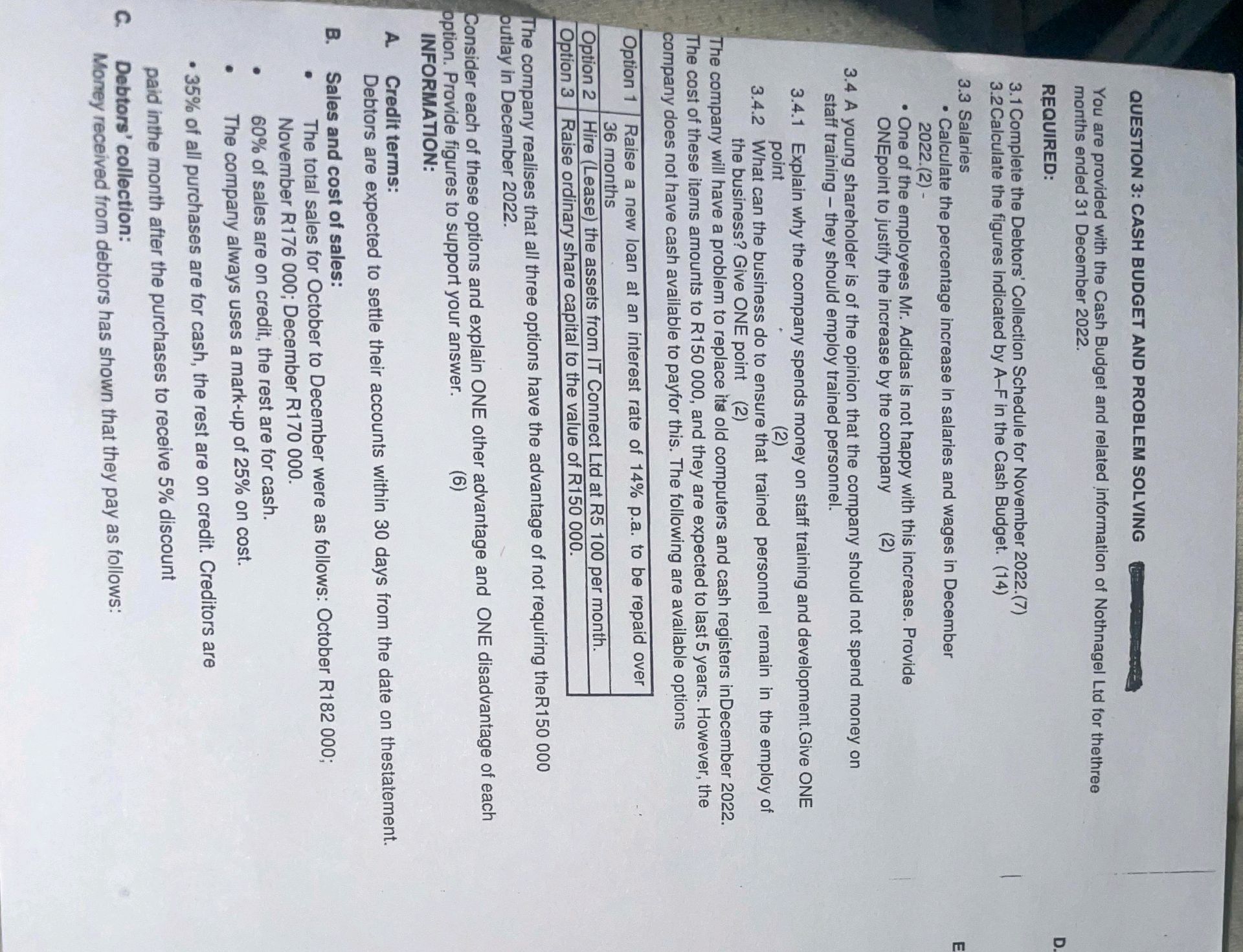 QUESTION 3: CASH BUDGET AND PROBLEM SOLVING | StudyX