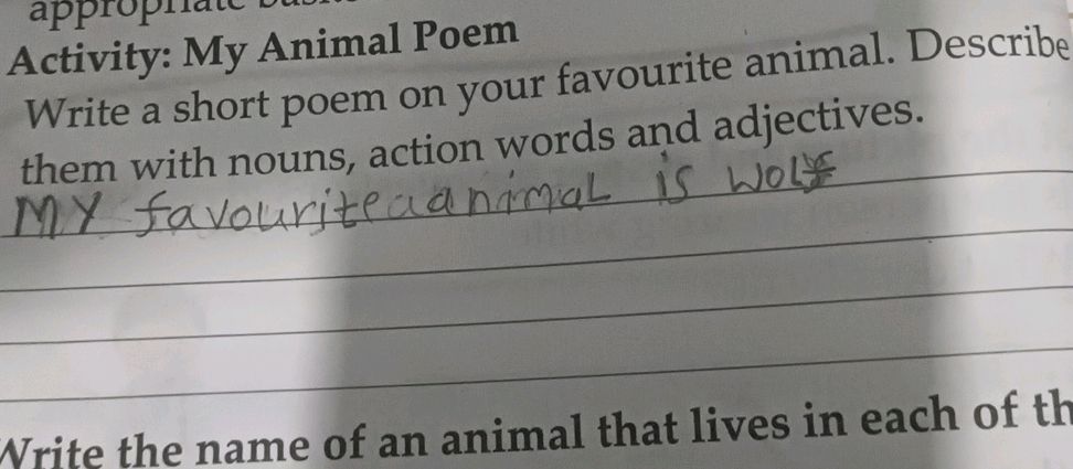 Activity: My Animal Poem Write a short poem | StudyX