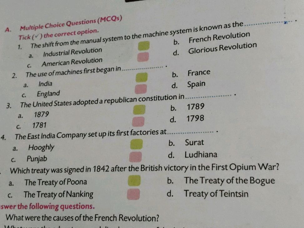 A. Multiple Choice Questions (MCQs) Tick ( ) | StudyX