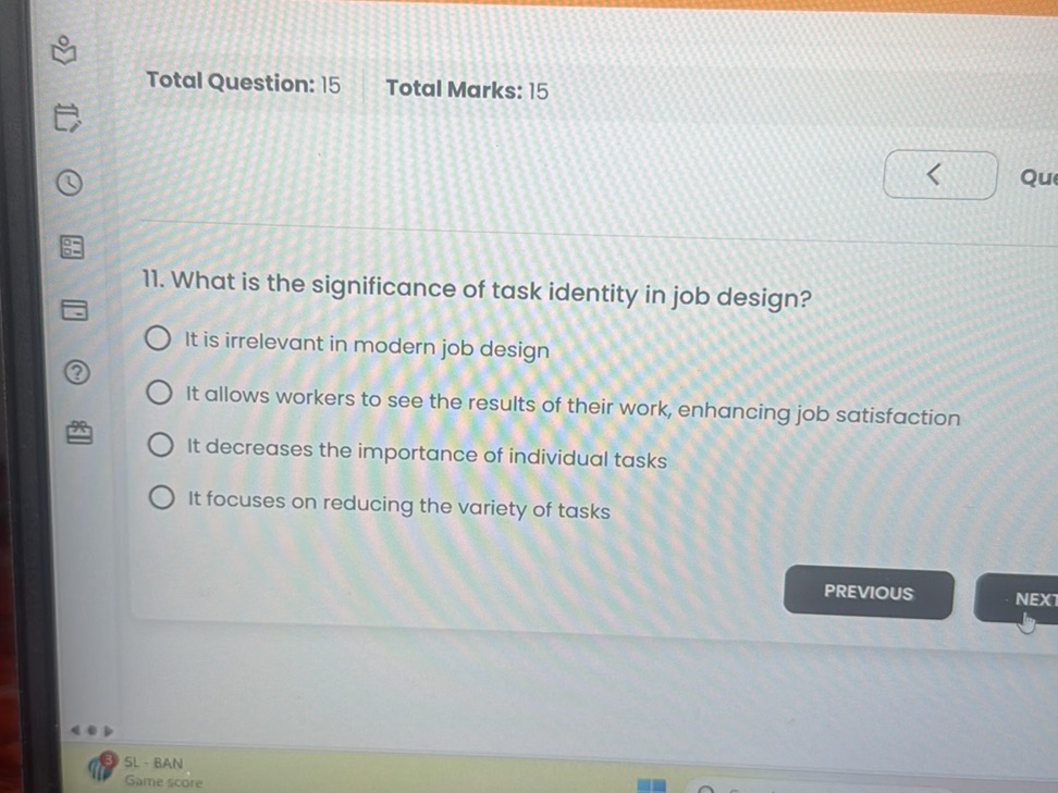 What is the significance of task identity in