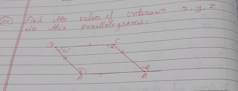 Find the values of unknown x, y, z in this | StudyX
