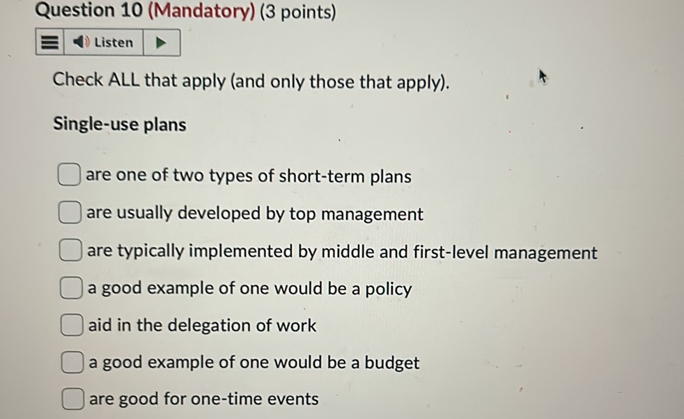 Question 10 (Mandatory) (3 points) Check ALL | StudyX