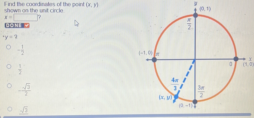 Find the coordinates of the point (x, y)