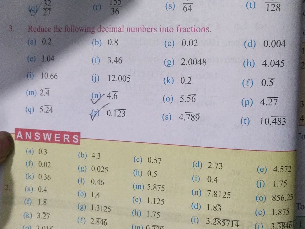 3. Reduce the following decimal numbers into | StudyX
