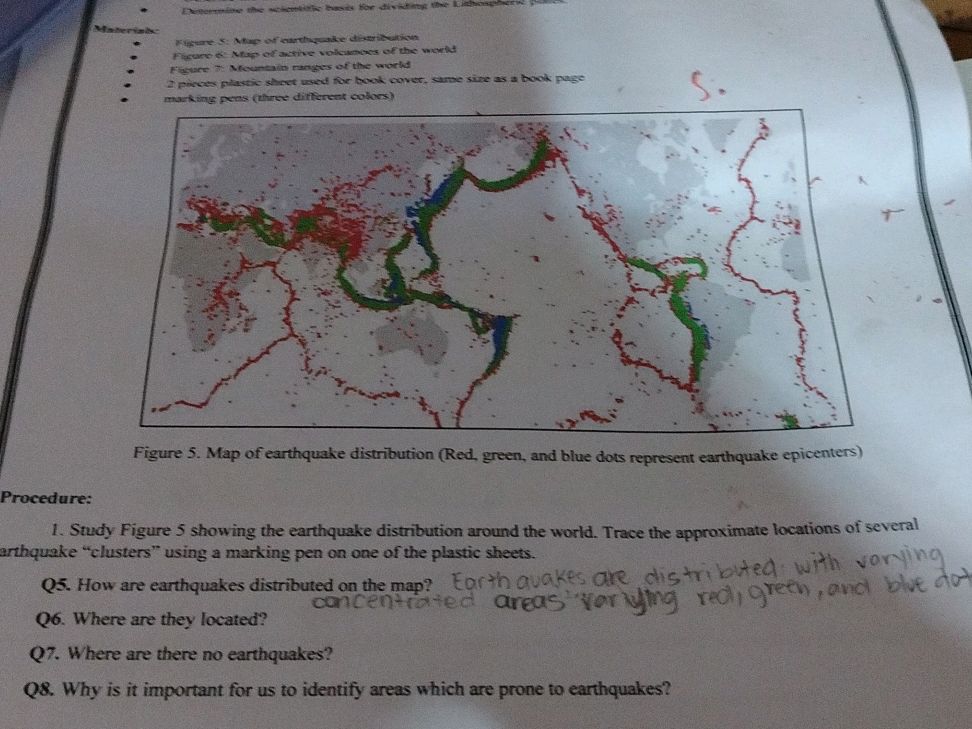 Q5. How are earthquakes distributed on the | StudyX
