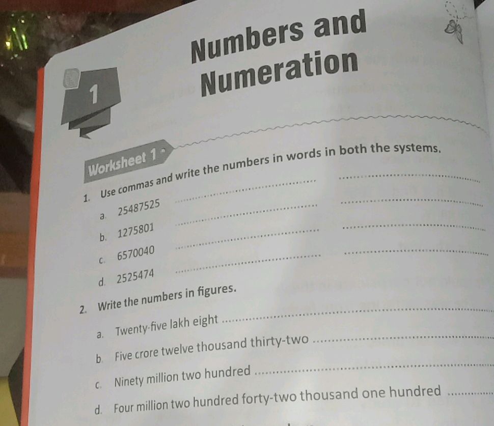 1. Use commas and write the numbers in words | StudyX