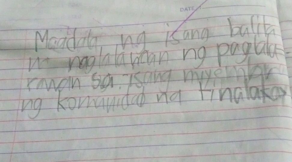 Maadala ng isang balita naglalaman ng | StudyX