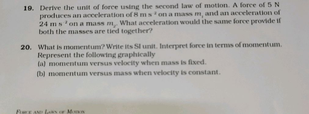 Derive the unit of force using the second