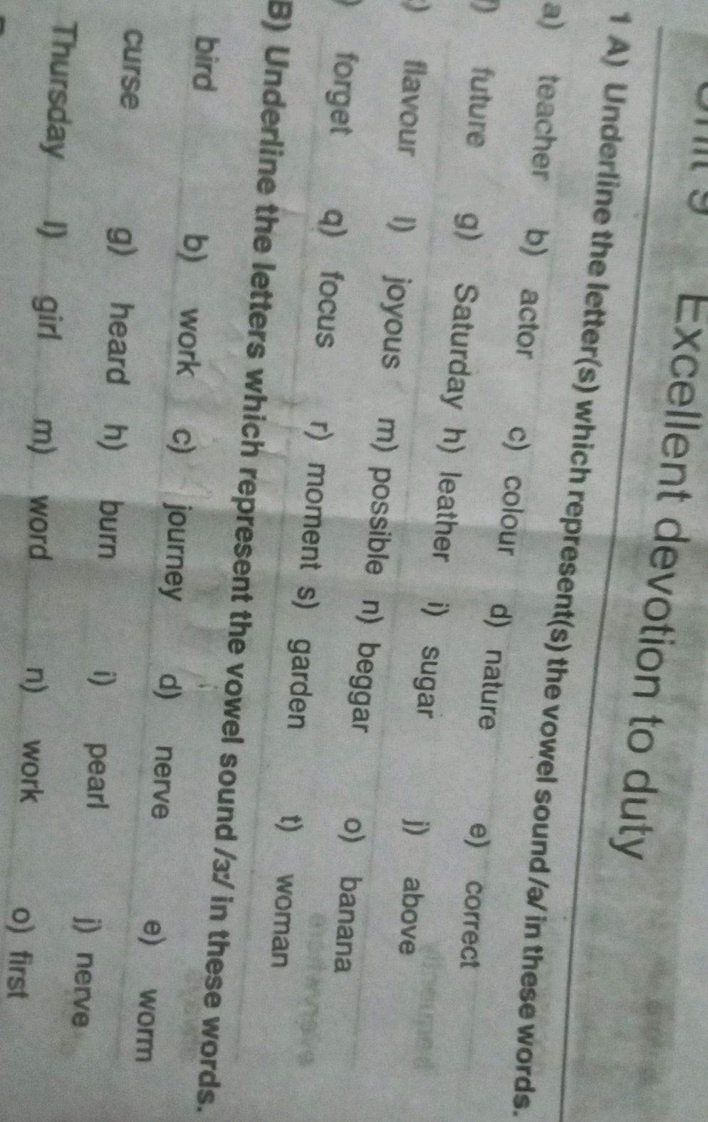 1 A) Underline the letter(s) which | StudyX
