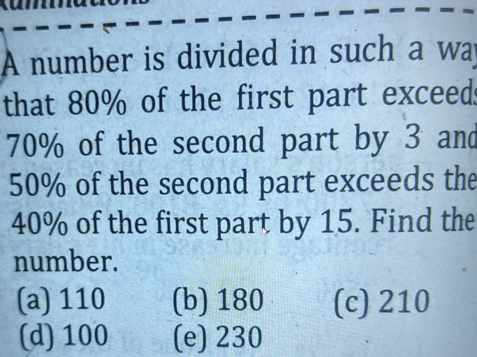 A number is divided in such a way that 80%