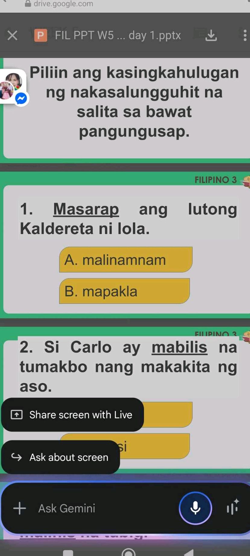 Piliin ang kasingkahulugan ng | StudyX