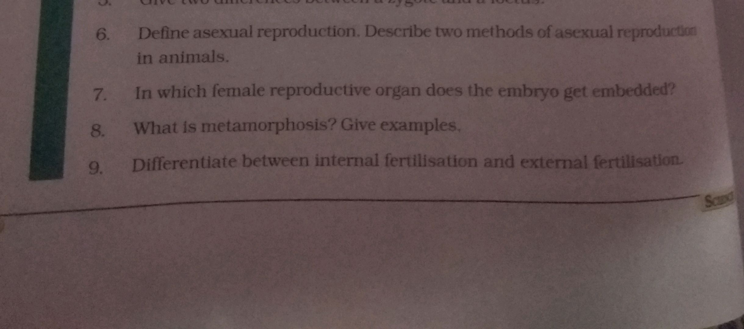 6. Define asexual reproduction. Describe two | StudyX