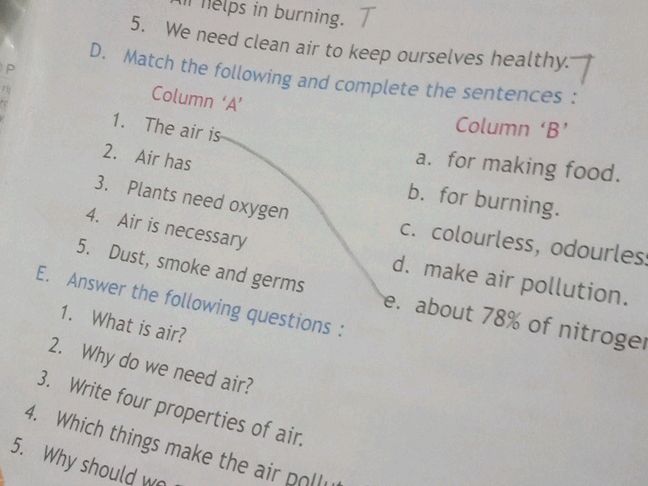 D. Match the following and complete the | StudyX