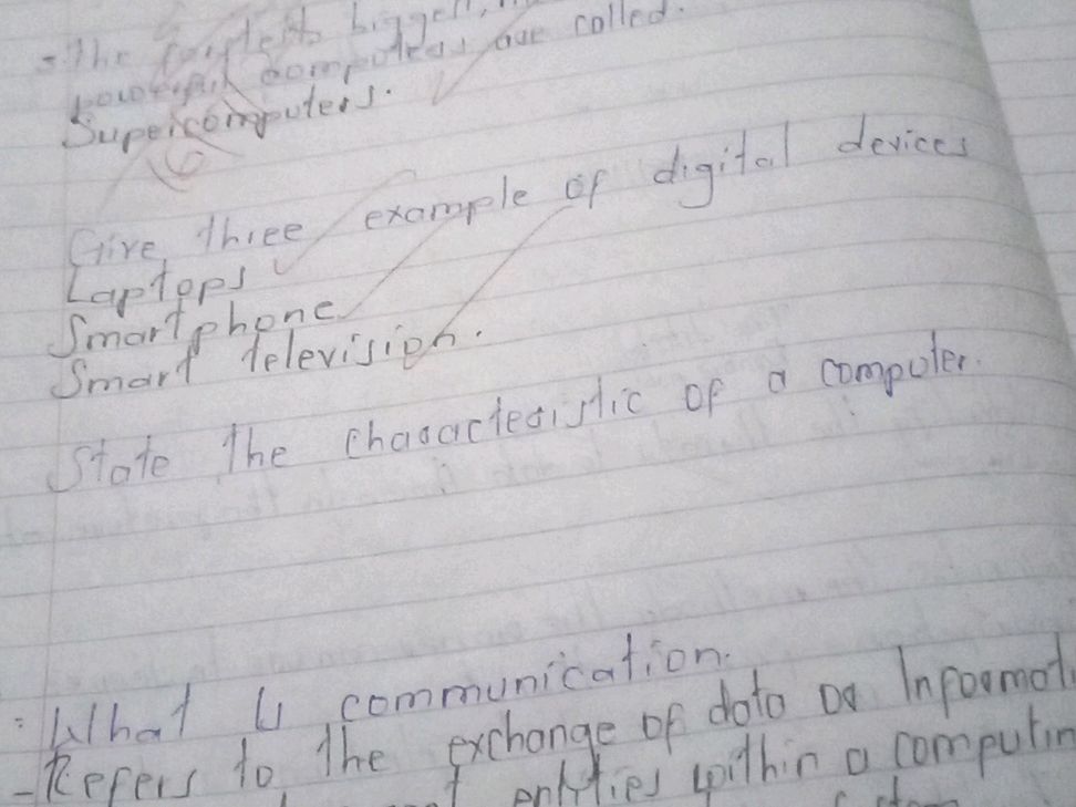 Give three example of digital devices | StudyX