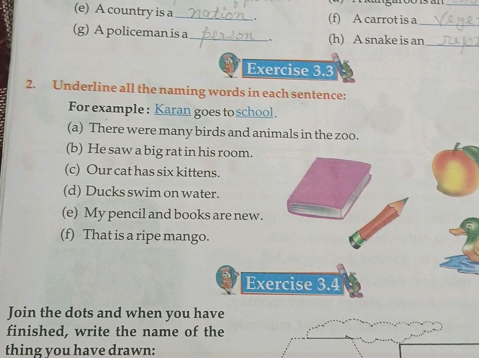 2. Underline all the naming words in each | StudyX