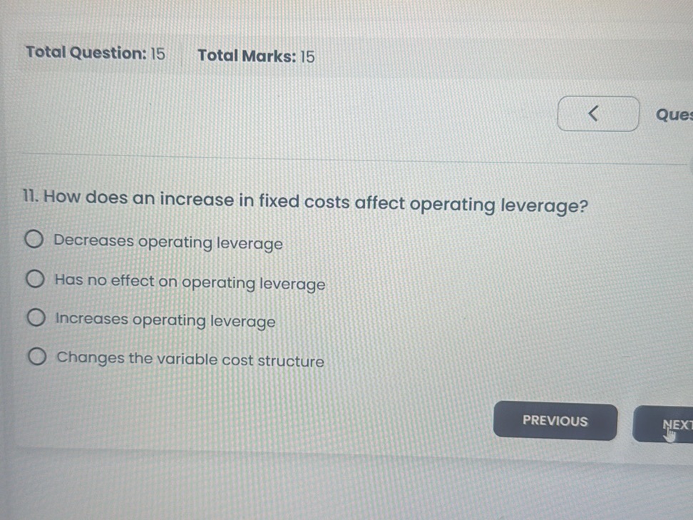 11. How does an increase in fixed costs | StudyX