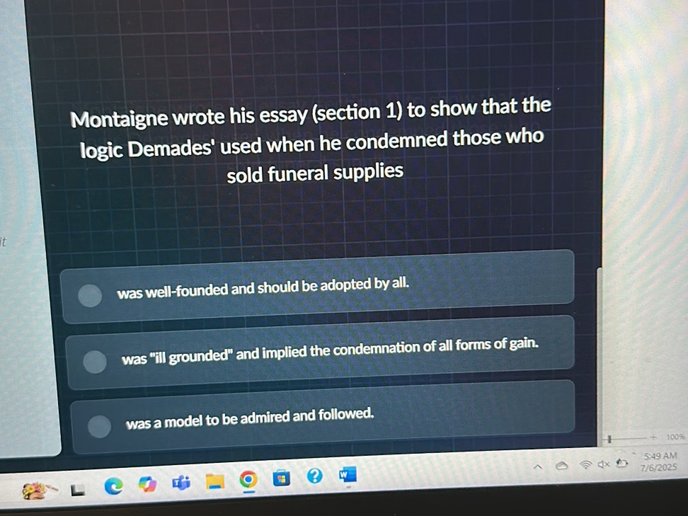 Montaigne wrote his essay (section 1) to | StudyX