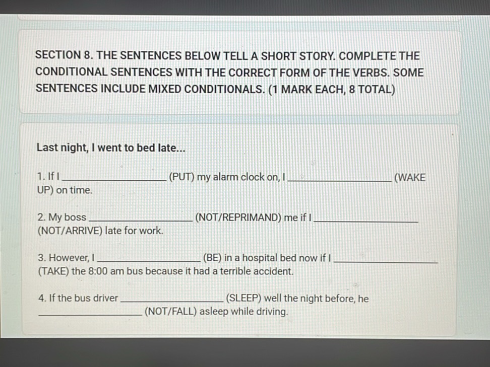 SECTION 8. THE SENTENCES BELOW TELL A SHORT | StudyX