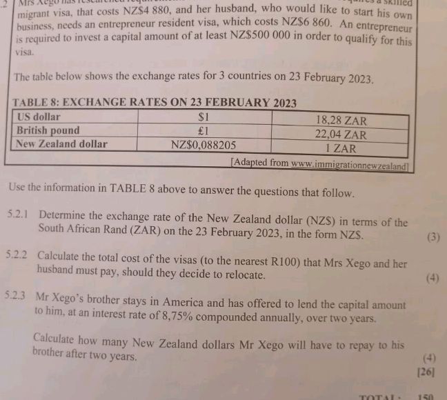 TABLE 8: EXCHANGE RATES ON 23 FEBRUARY 2023