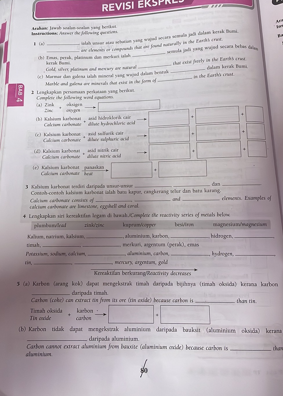 1 (a) (b) Emas, perak, platinum dan | StudyX