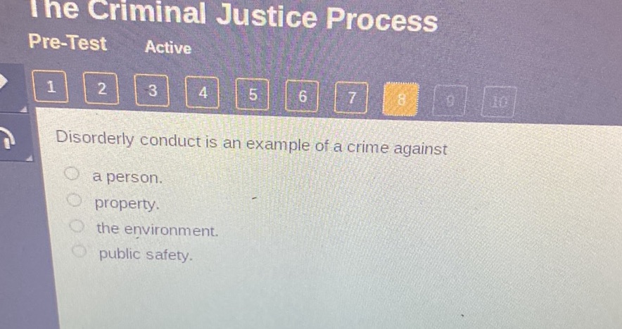 Disorderly conduct is an example of a crime | StudyX