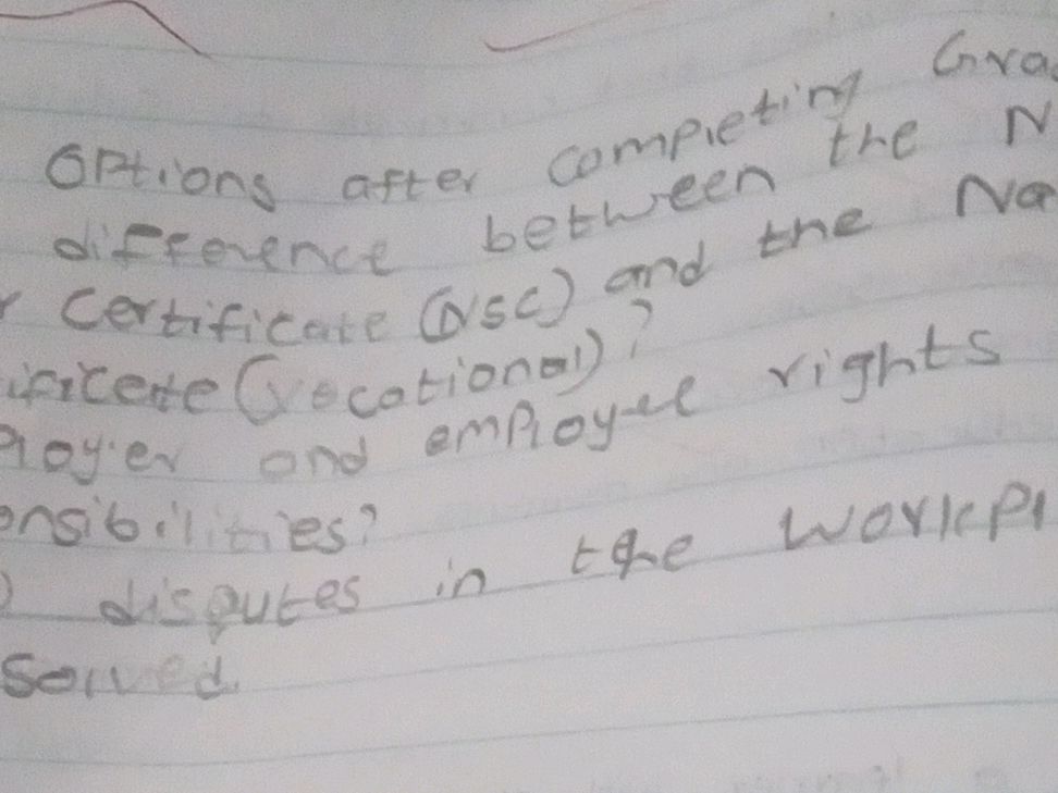 Options after completing the N difference | StudyX