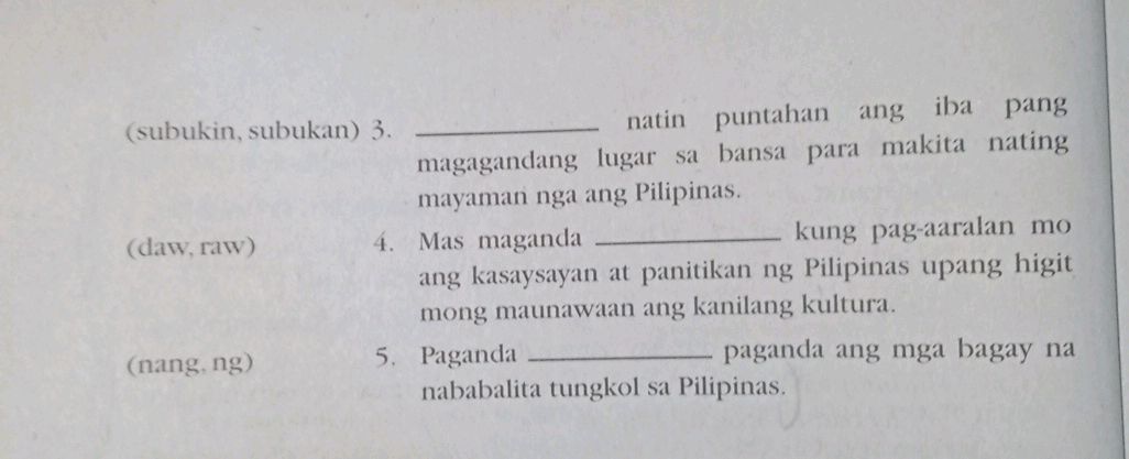 (subukin, subukan) 3. natin puntahan ang | StudyX