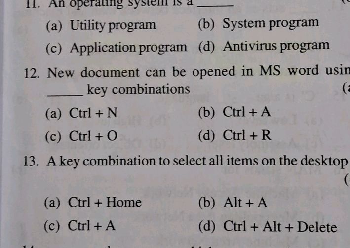 11. An operating system is a (a) Utility | StudyX
