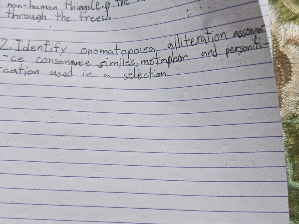 2. Identify onomatopoeia, alliteration, | StudyX