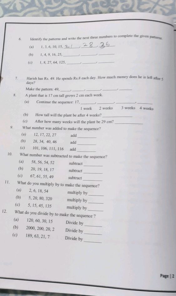 6. Identify the patterns and write the next | StudyX