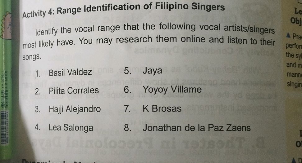 Identify the vocal range that the following | StudyX
