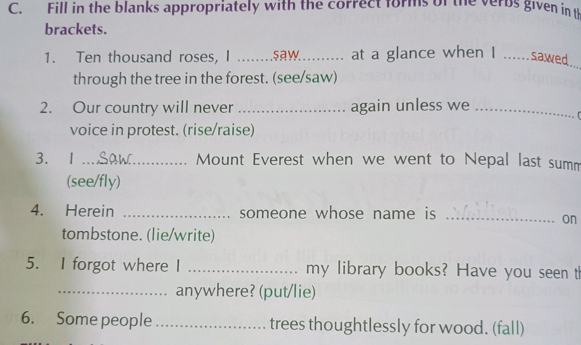 C. Fill in the blanks appropriately with the | StudyX