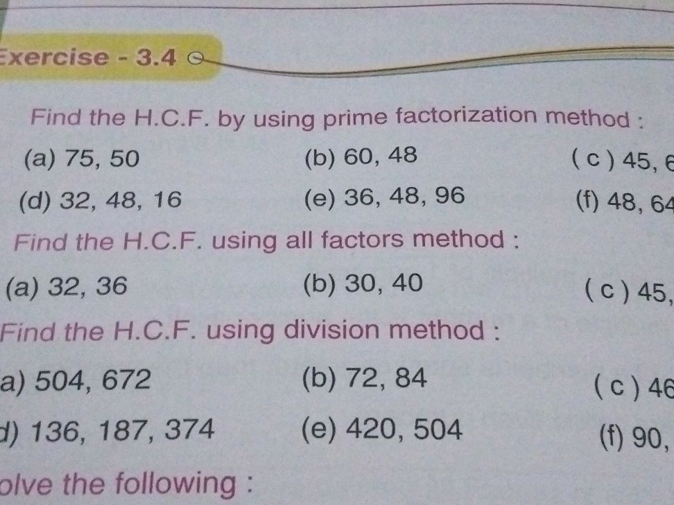 Find the H.C.F. by using prime factorization | StudyX
