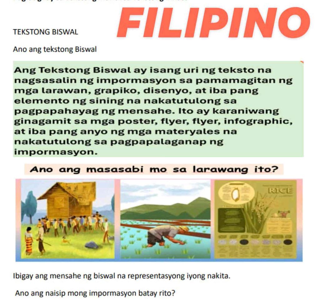 TEKSTONG BISWAL Ano ang tekstong Biswal | StudyX