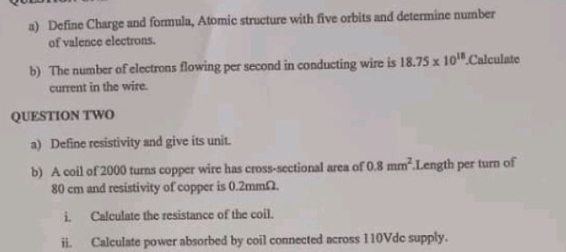 a) Define Charge and formula, Atomic | StudyX