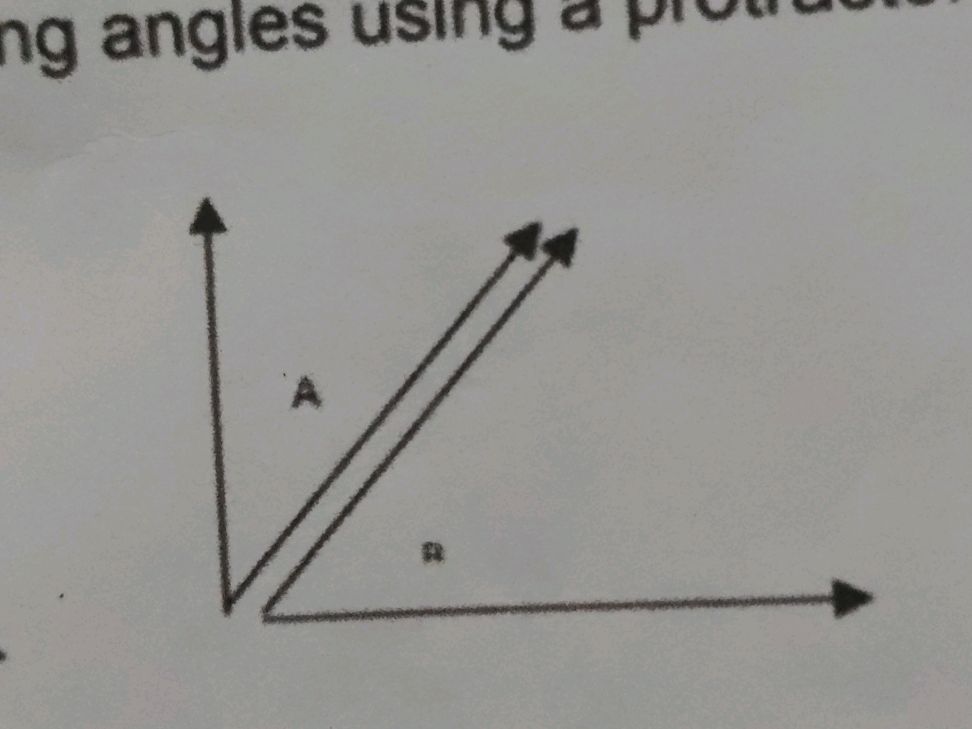 The image shows two angles labeled A and B. | StudyX