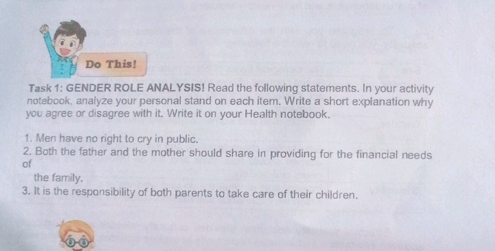 Task 1: GENDER ROLE ANALYSIS! Read the | StudyX