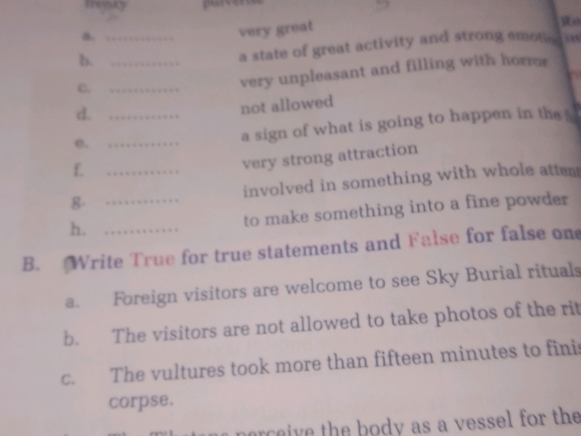 B. Write True for true statements and False | StudyX
