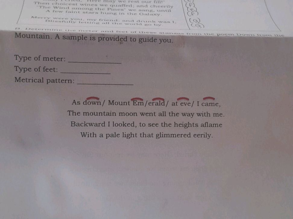 Type of meter: Type of feet: Metrical | StudyX