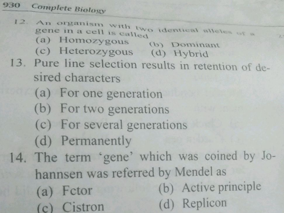 12. An organism with two identical alleles | StudyX