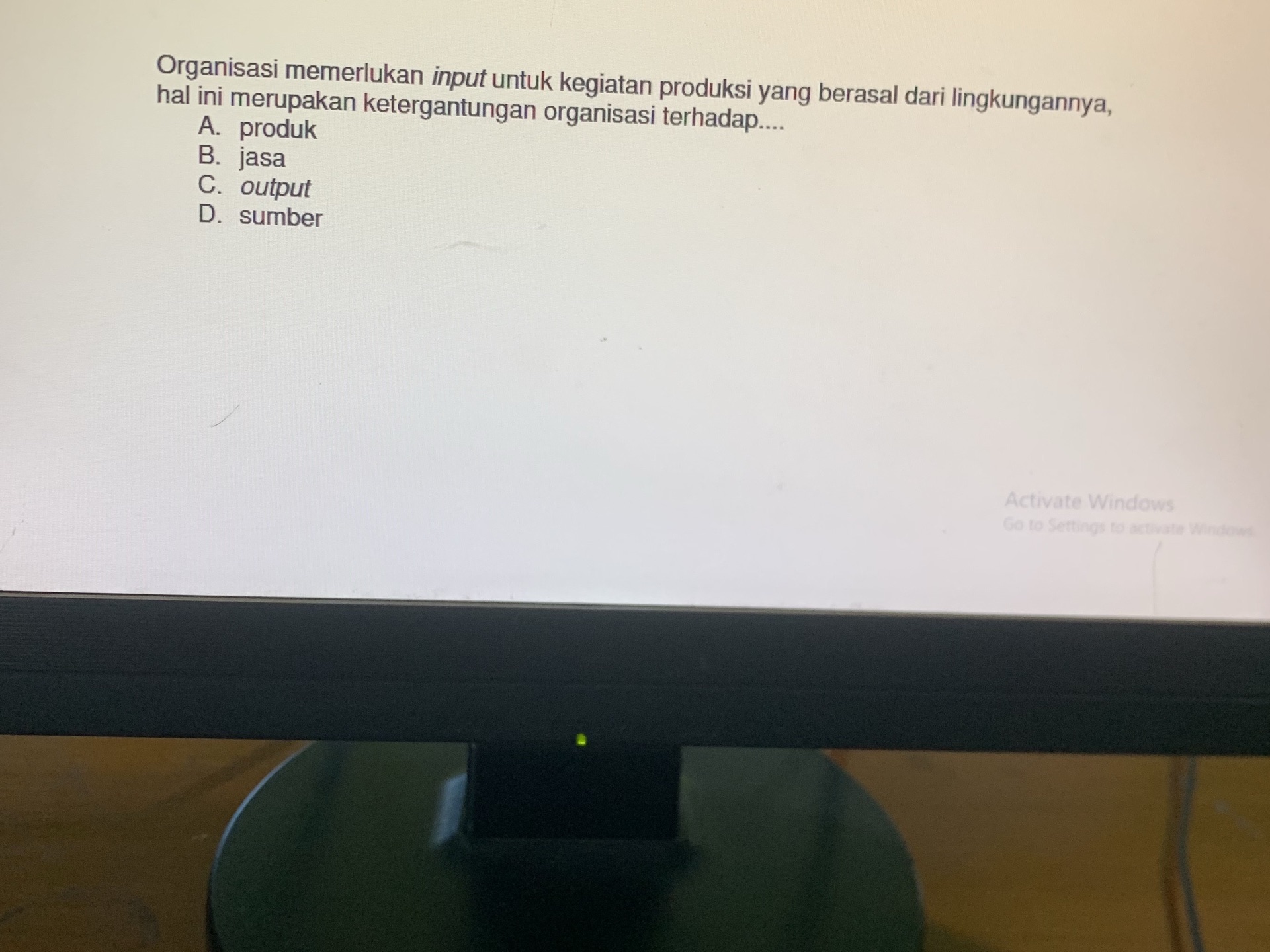 Organisasi memerlukan input untuk kegiatan | StudyX