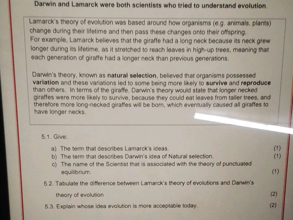 Darwin and Lamarck were both scientists who | StudyX