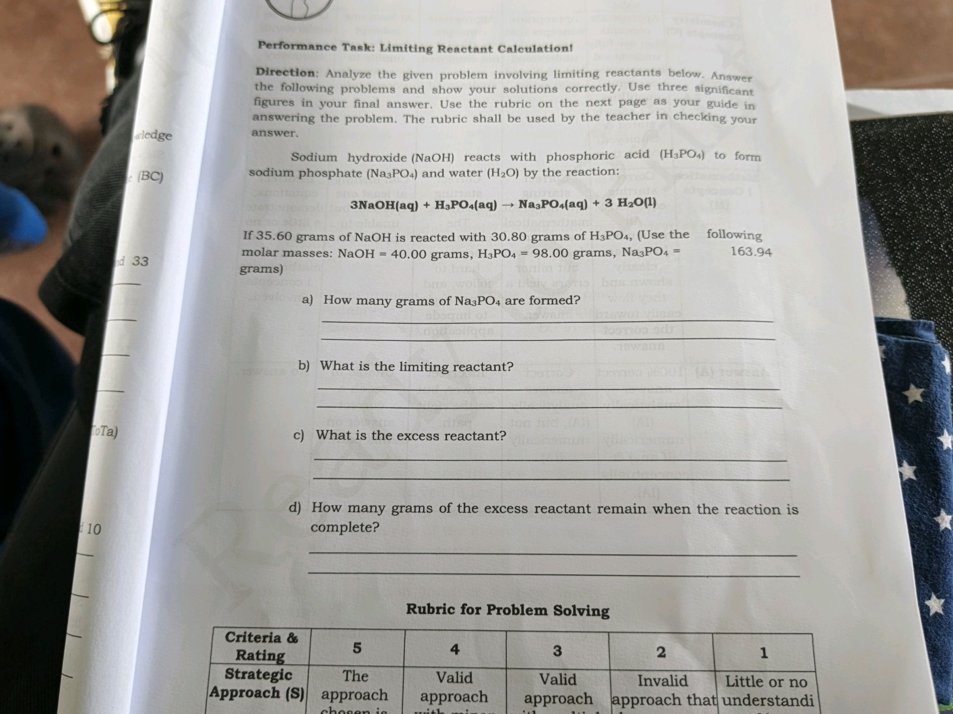 Performance Task: Limiting Reactant | StudyX